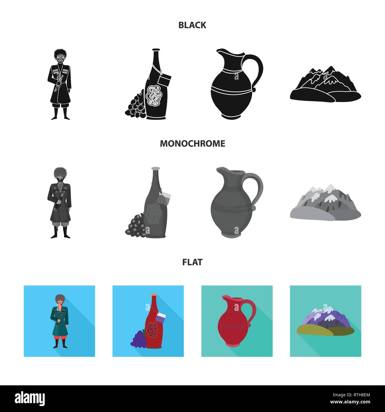 Vector illustration of culture and sightseeing sign. Collection of ...