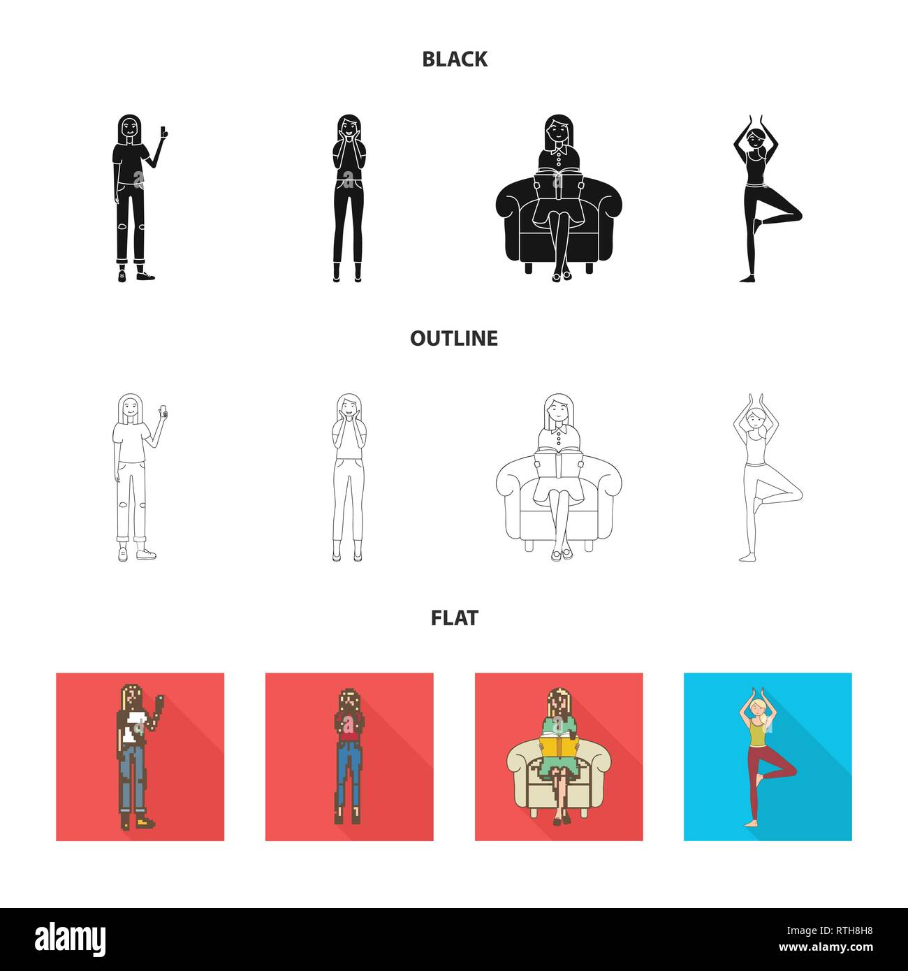 Vector design of posture and mood logo. Collection of posture and ...