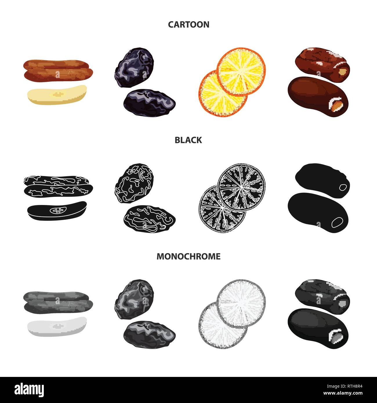 Vector illustration of food and raw symbol. Collection of food and ...