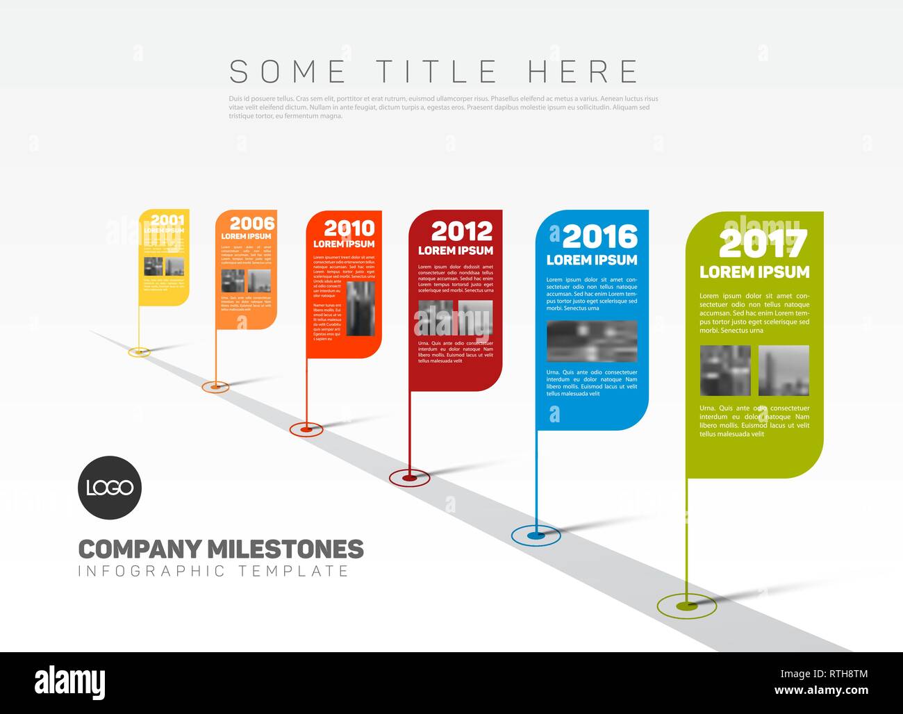 Vector Infographic Company Milestones Timeline Template with flag ...