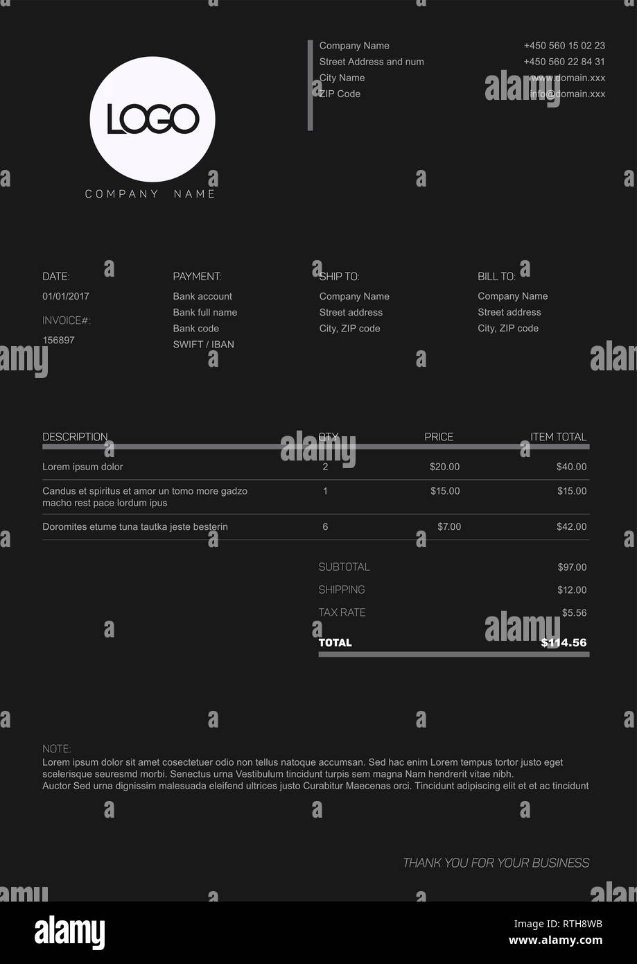 Vector minimalist invoice template design for your business / company ...