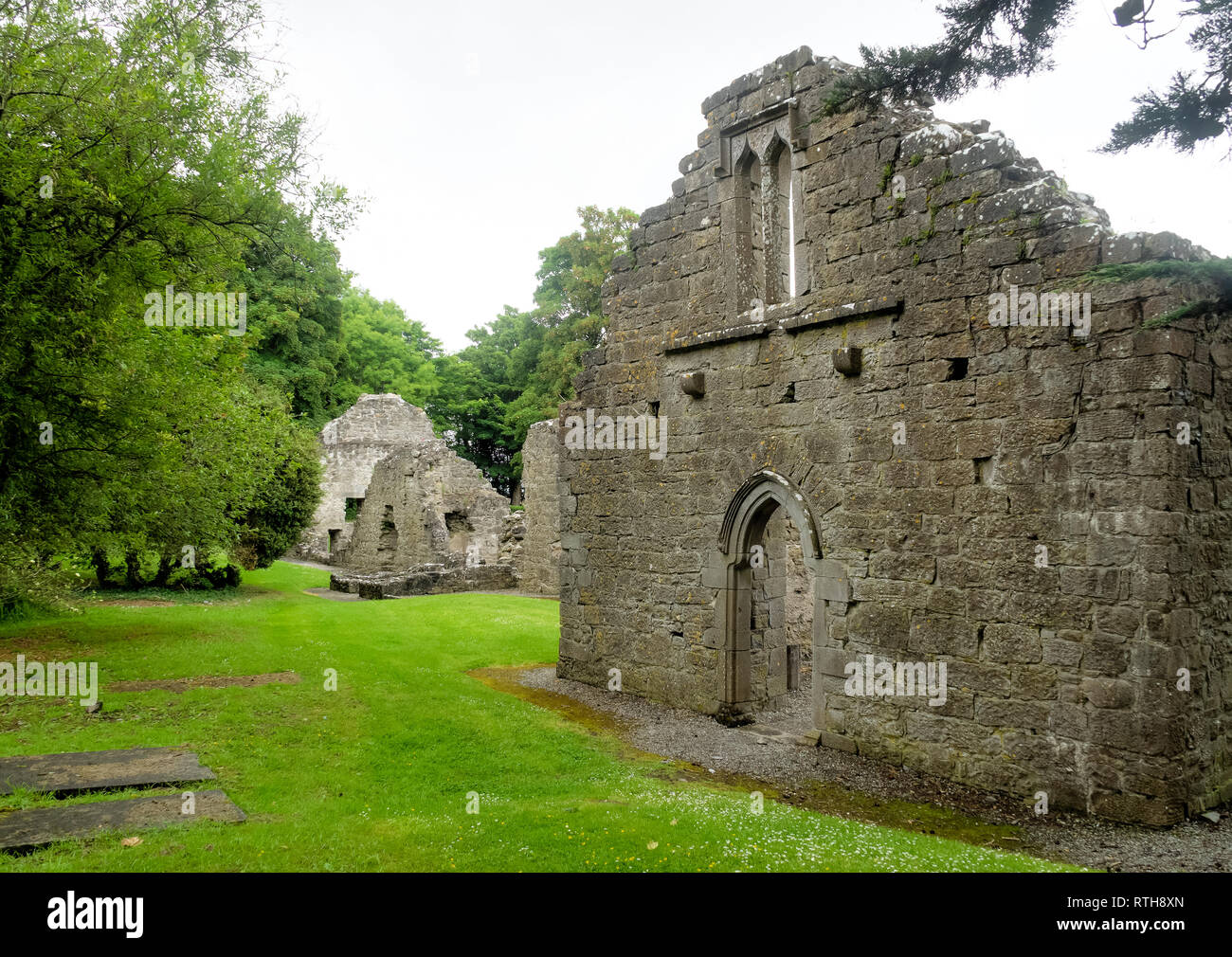 Portumna Castle in Ireland, with view of the garden. The castle is a ...