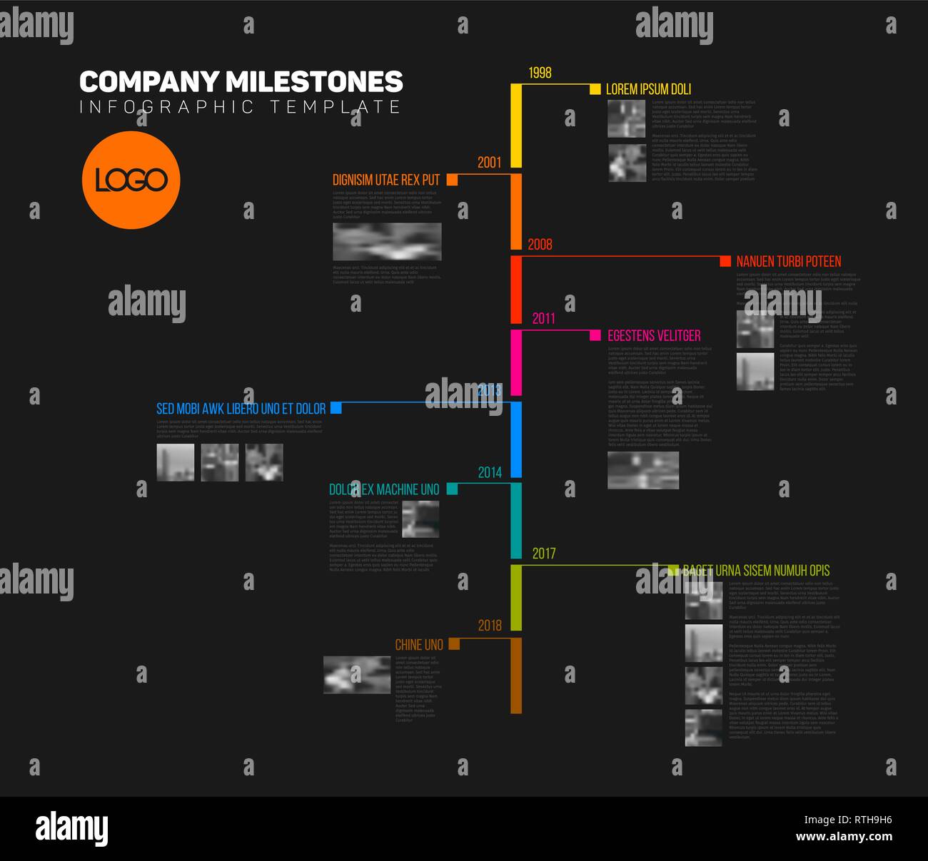 Vector Infographic timeline report template with the biggest milestones ...