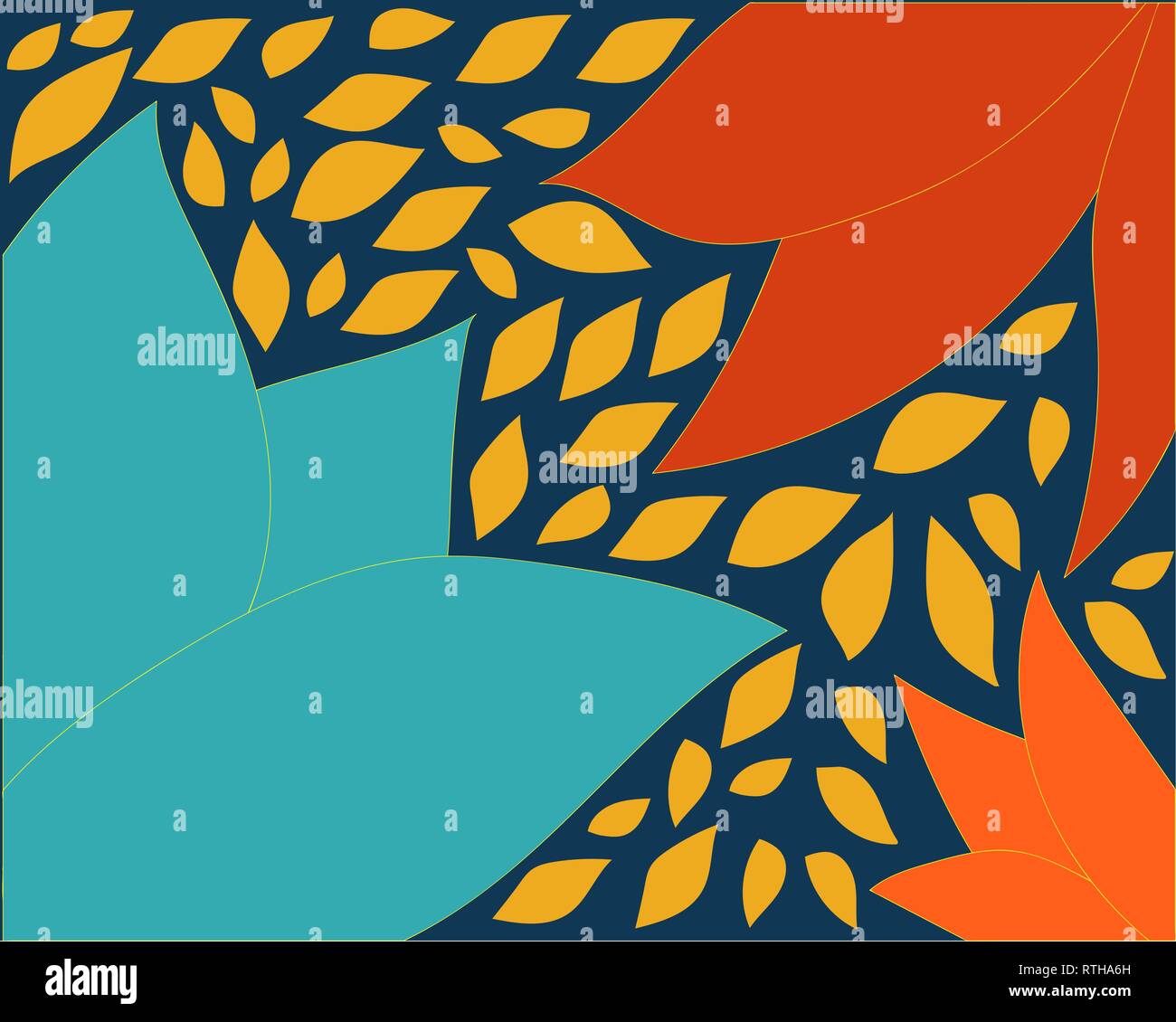 blue orange background with leaves vector illustration shapes vector ...