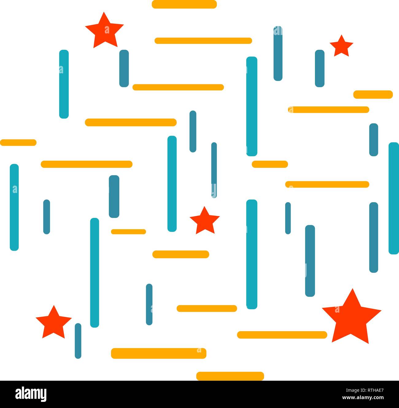 colored horizontal vertical lines and orange stars on a white ...