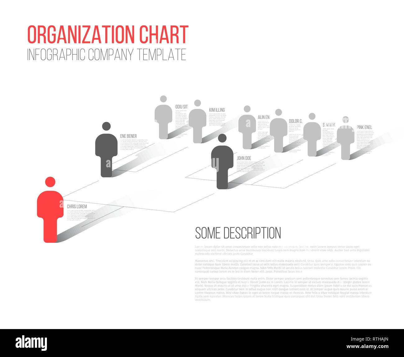 Minimalist company organization hierarchy 3d chart template Stock ...