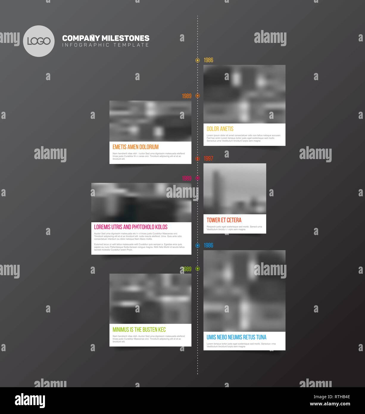 Vector Infographic Company Milestones Timeline Template with big ...