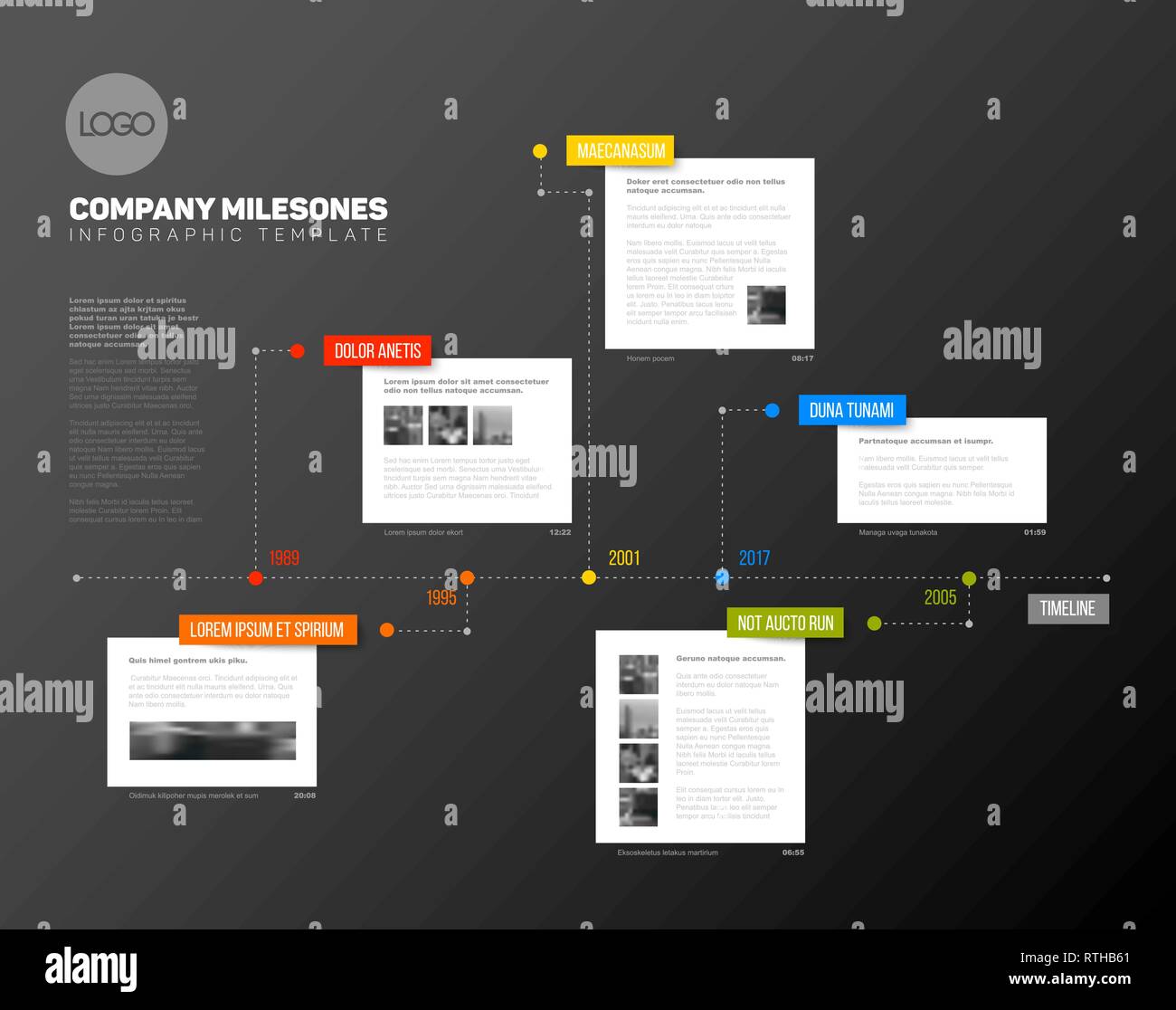 Vector Infographic timeline report template with the biggest milestones ...