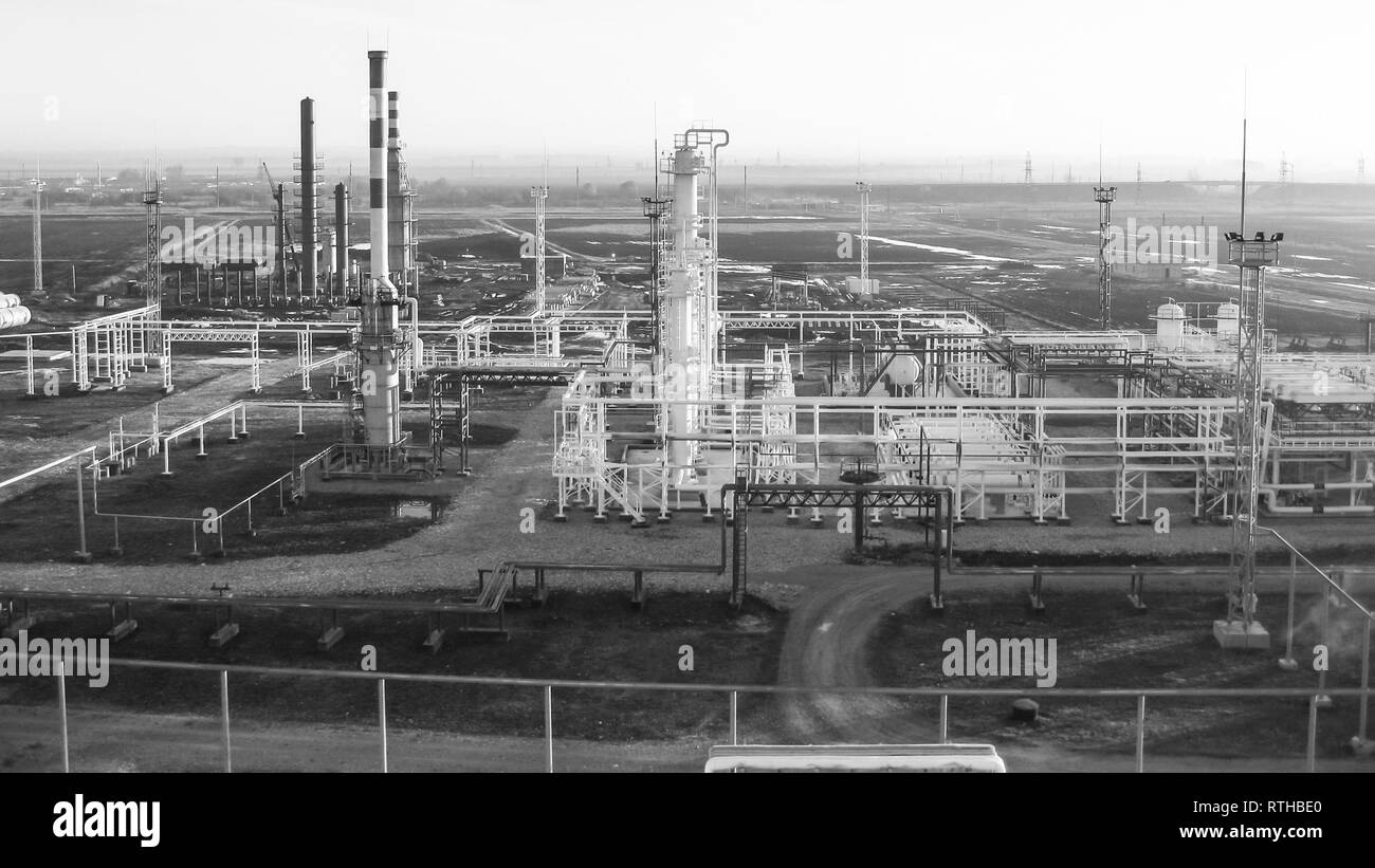 The oil refinery. Equipment for primary oil refining Stock Photo - Alamy