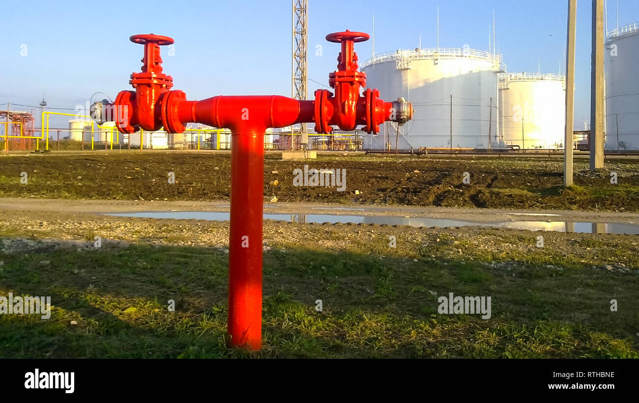 Output pipeline of fire system. A fire extinguishing system at oil ...