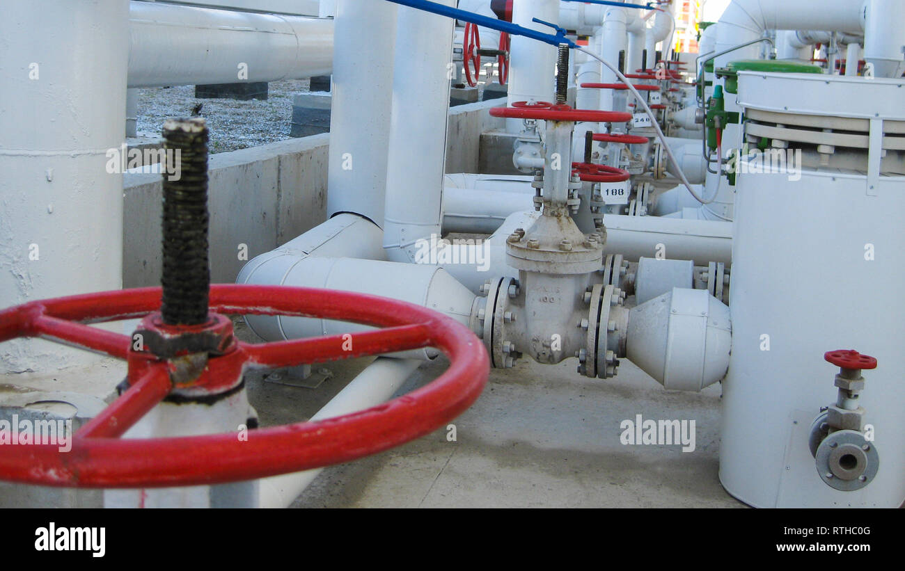 Oil refinery. Equipment for primary oil refining Stock Photo - Alamy