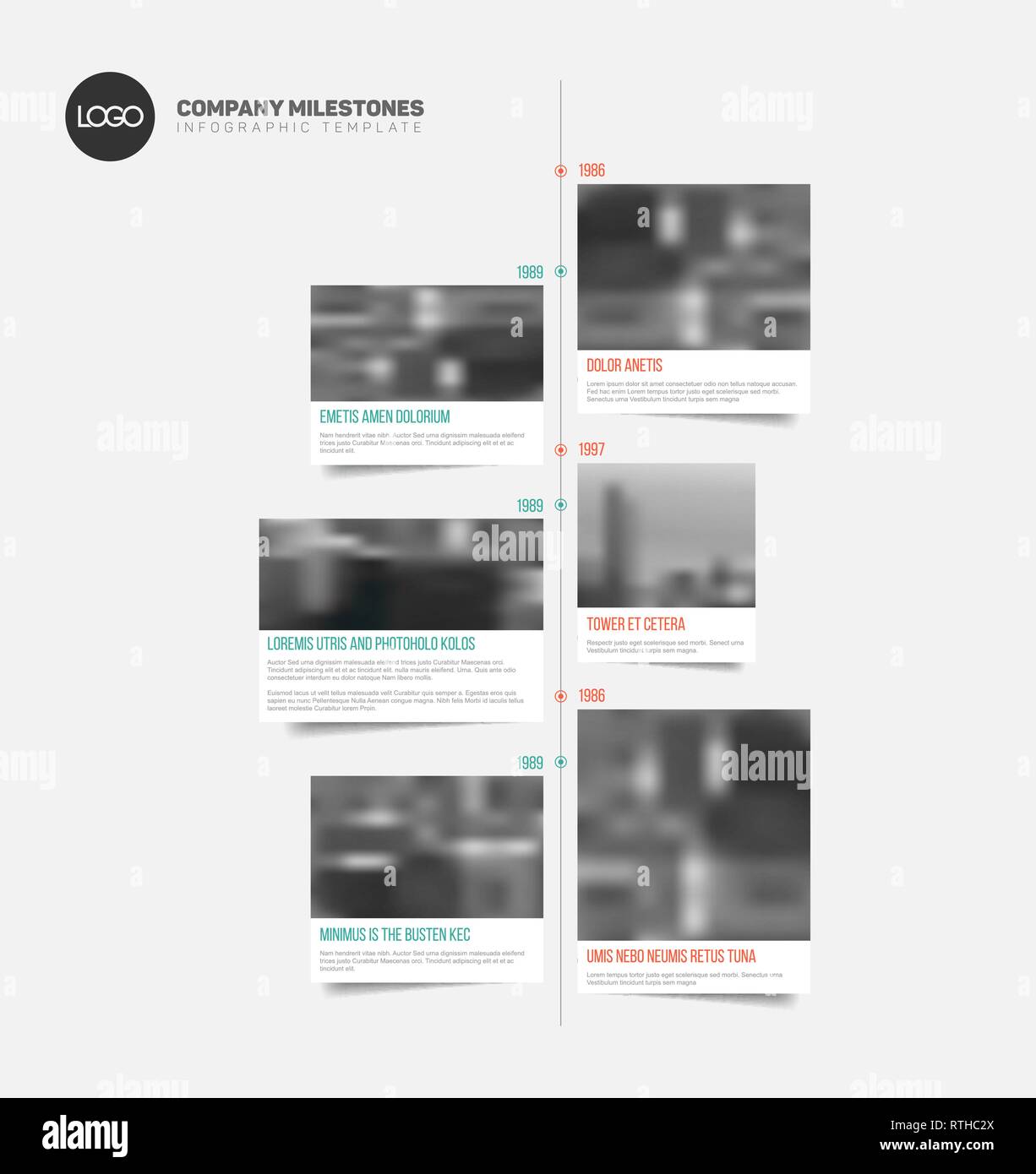 Vector Infographic Company Milestones Timeline Template with big ...