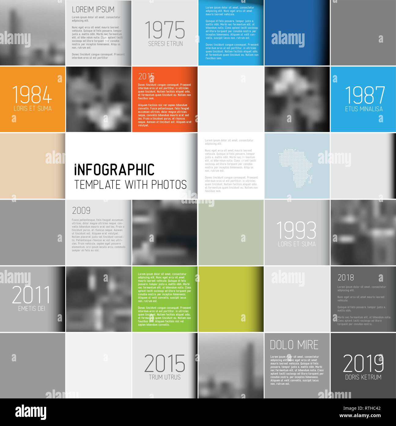 Vector square mosaic infographic layout template with photo and text ...