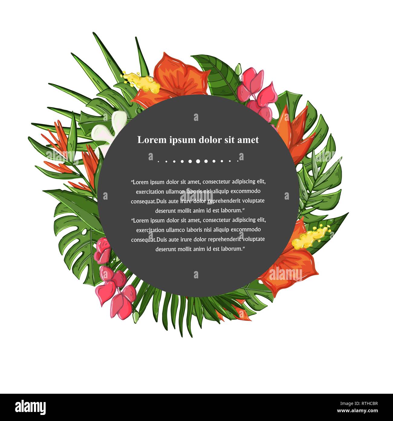 Vector Tropical plant,leaves and flowers background - Vector Stock ...