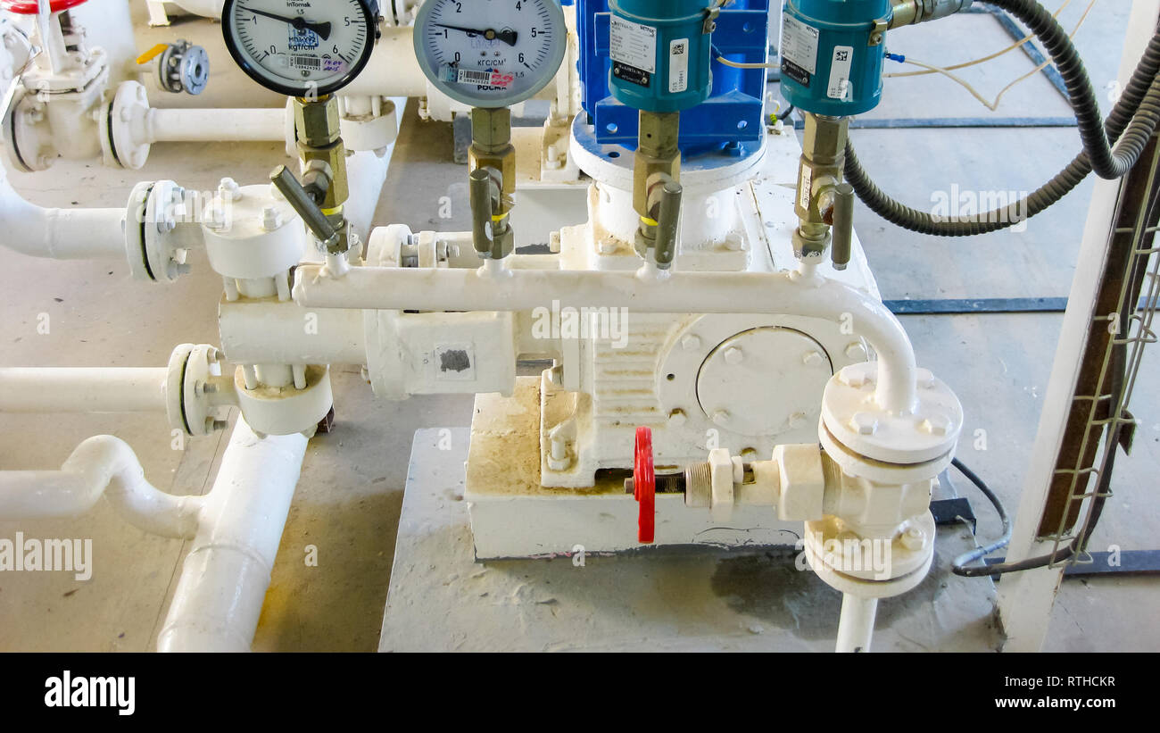 The premises of the oil plant, Krasnodar, Russia - February 21, 2017 ...