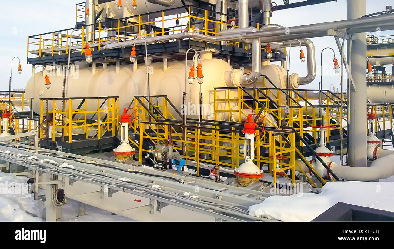 Separator. Equipment for oil separation. Modular oil treatment unit. Bulite for separation Stock ...