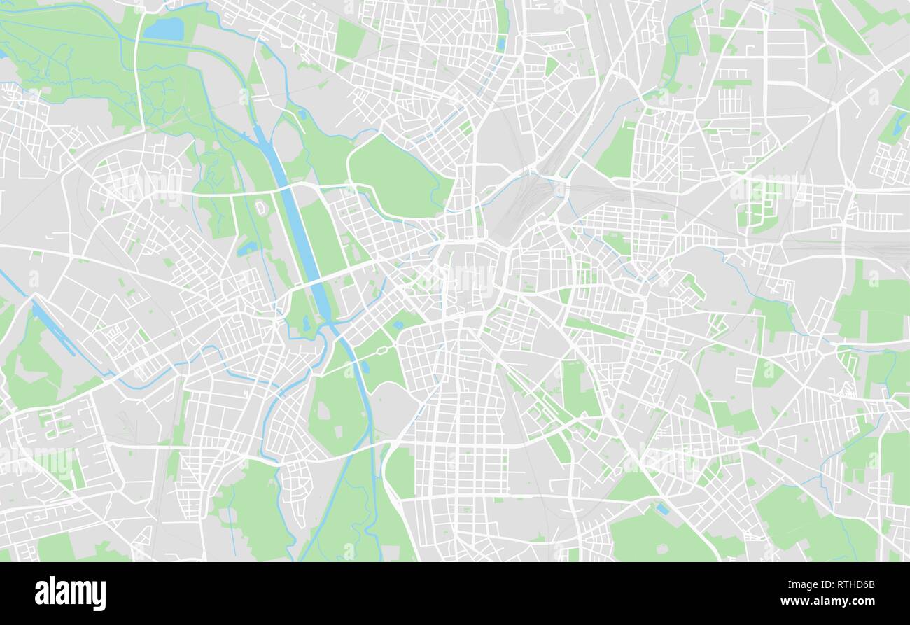 Leipzig, Germany printable street map in classic style colors with all ...