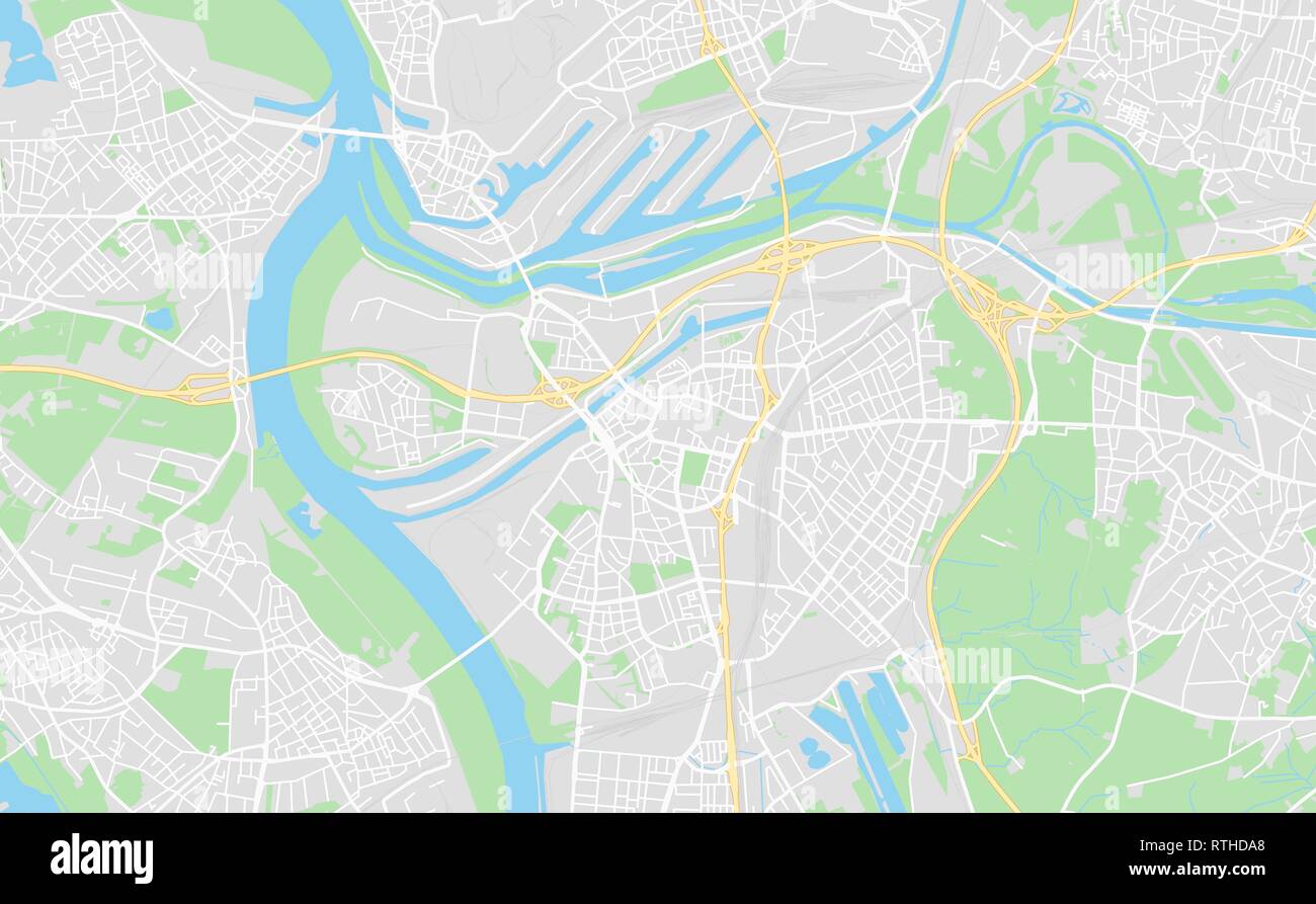 Duisburg, Germany printable street map in classic style colors with all ...