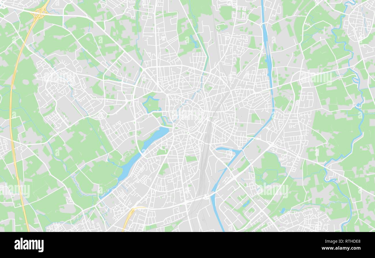 Muenster, Germany printable street map in classic style colors with all ...