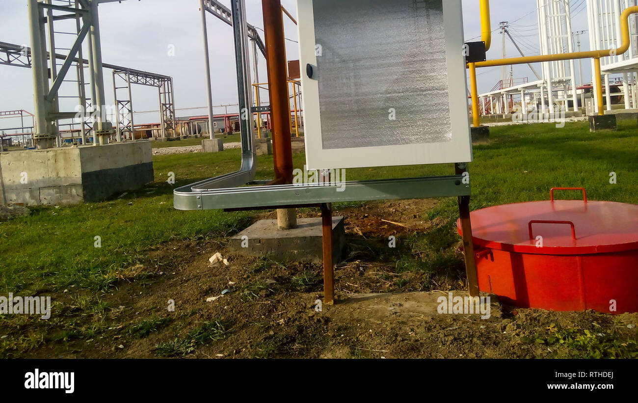 Steel service platform and stairs. Equipment refinery Stock Photo - Alamy