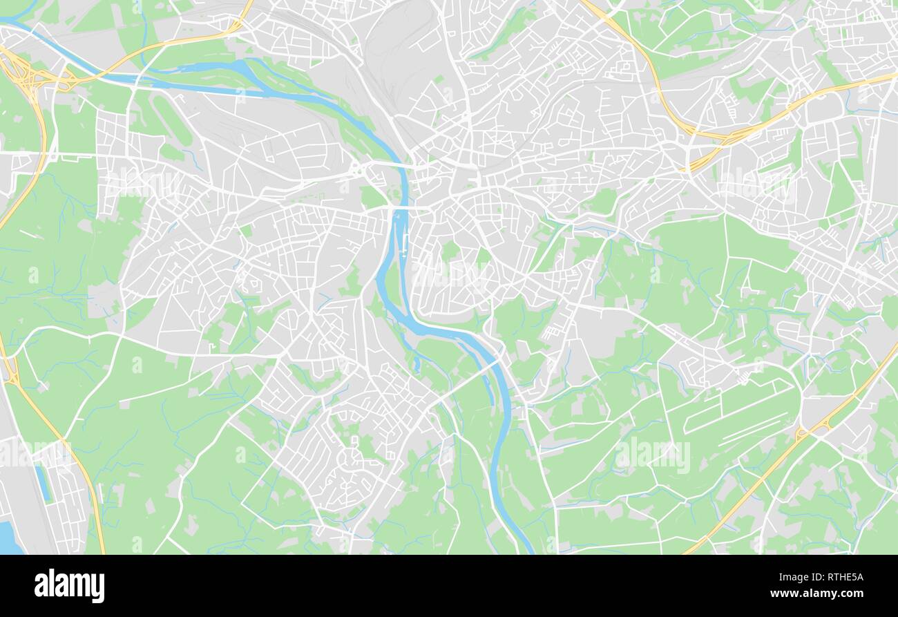 Mulheim, Germany printable street map in classic style colors with all ...