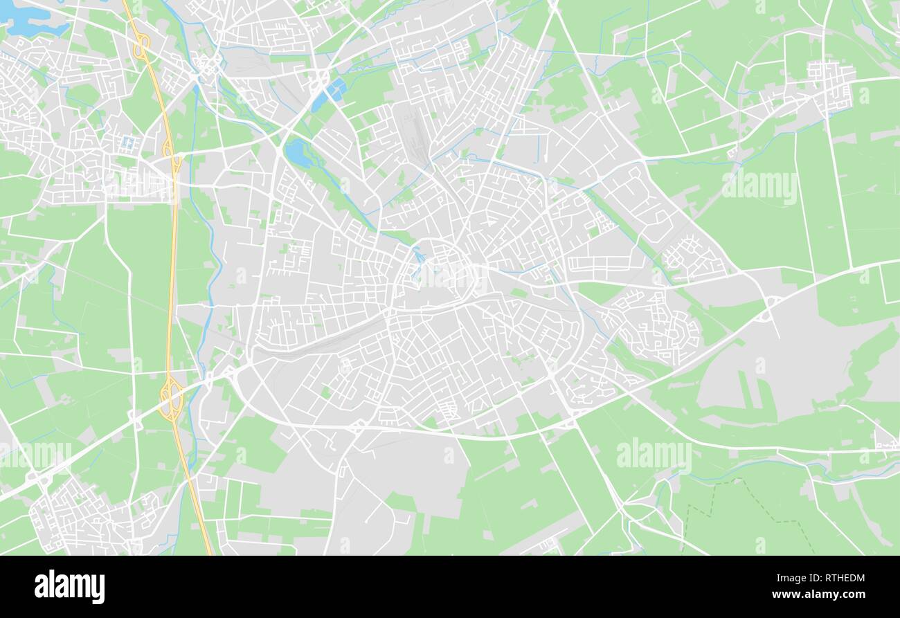 Paderborn, Germany printable street map in classic style colors with ...