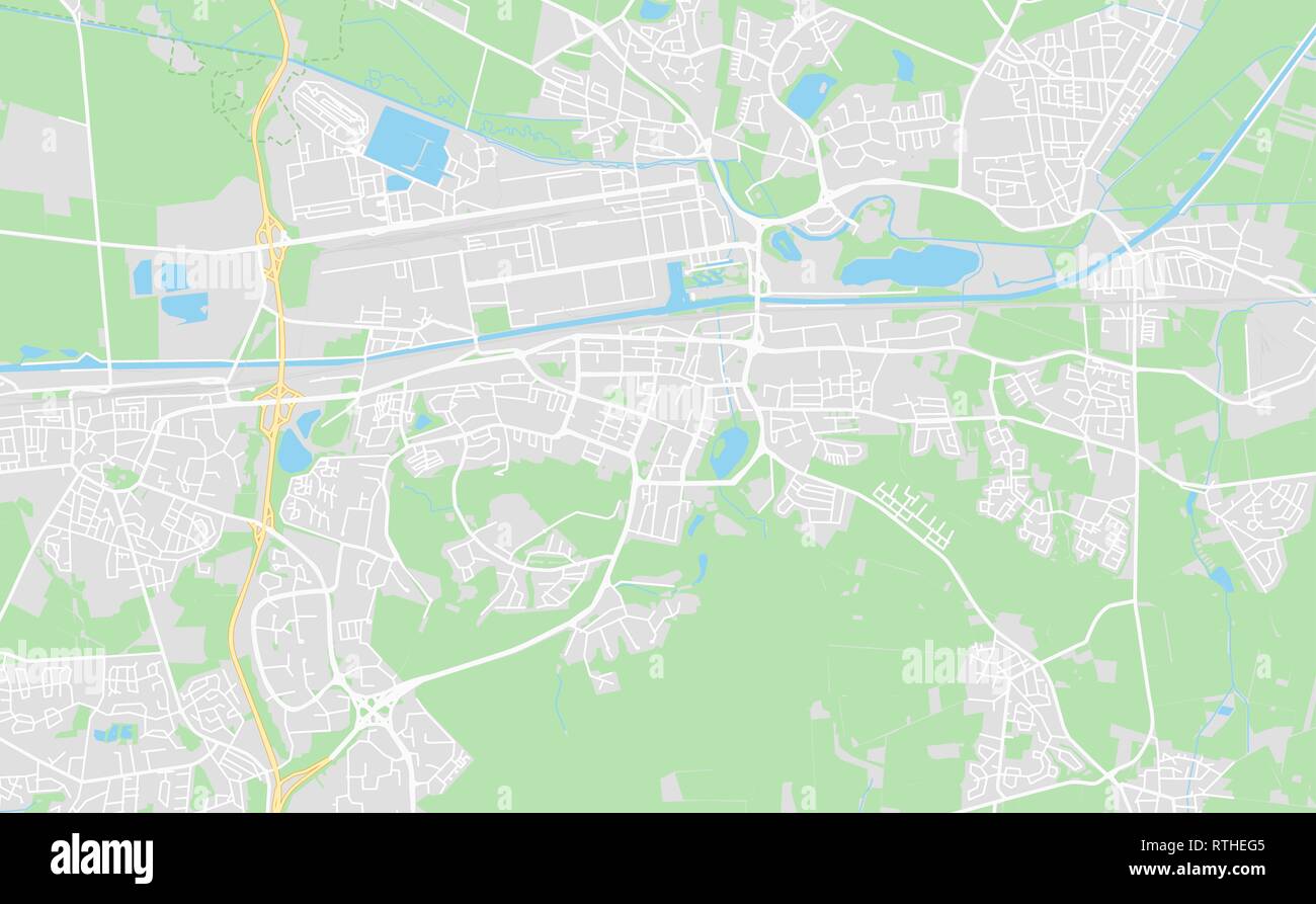 Wolfsburg, Germany printable street map in classic style colors with ...