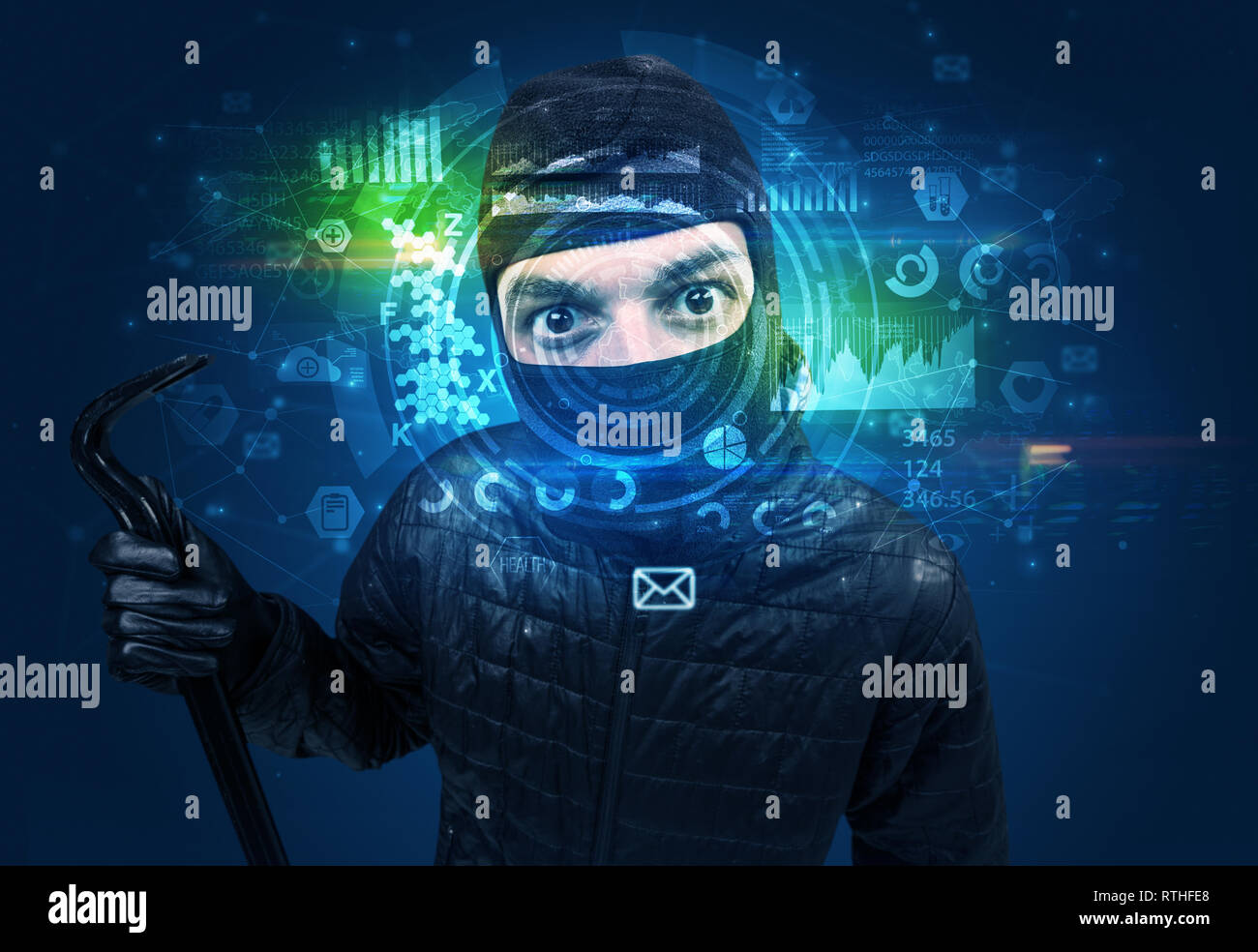 Biometric identification and Facial recognition system concept Stock ...