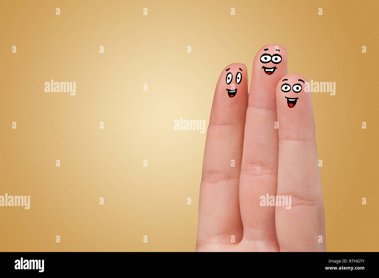 Happy face fingers hug each other Stock Photo - Alamy