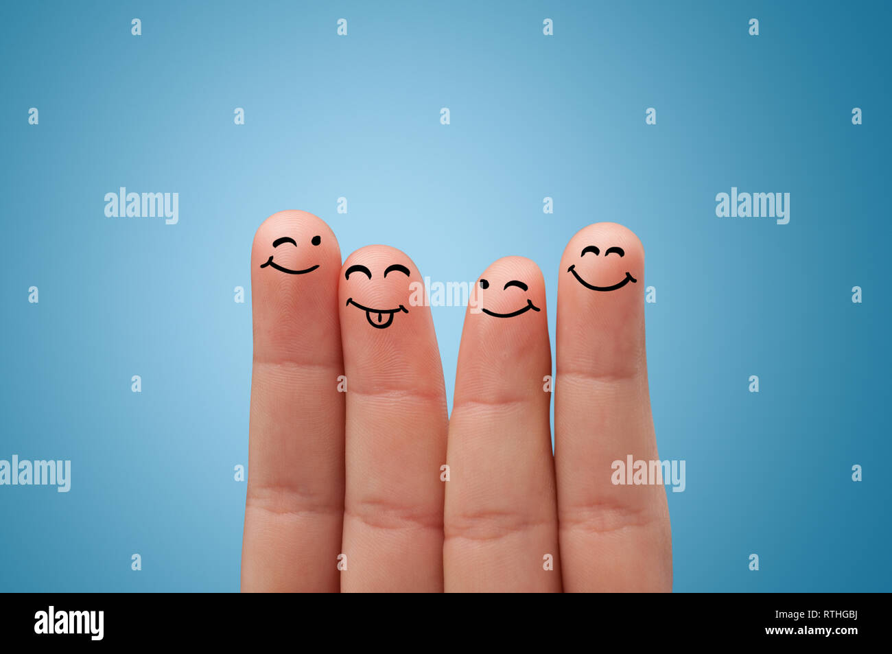 Happy face fingers hugs each other Stock Photo - Alamy