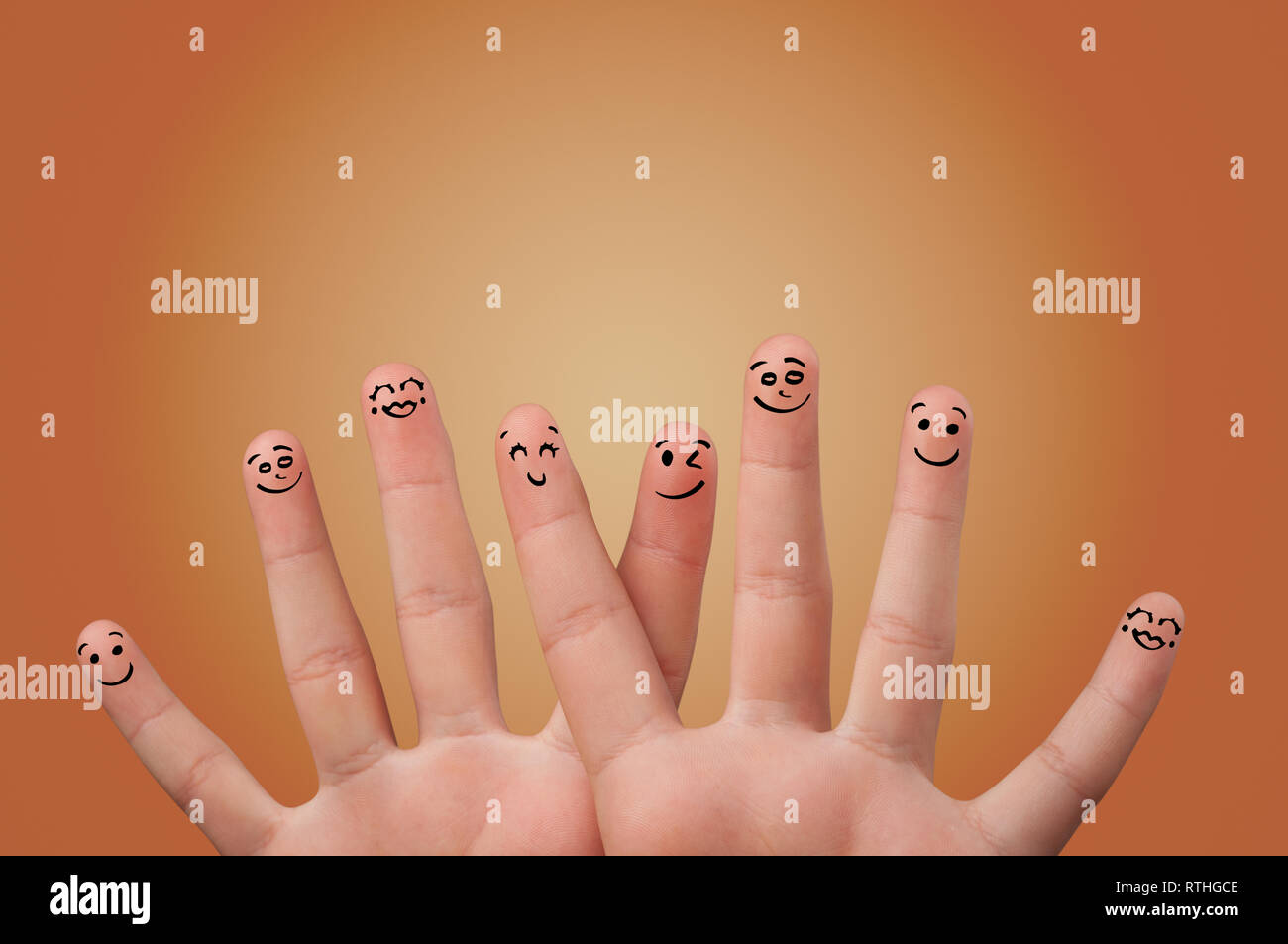 Cute smiley fingers loving and hugging each other Stock Photo - Alamy