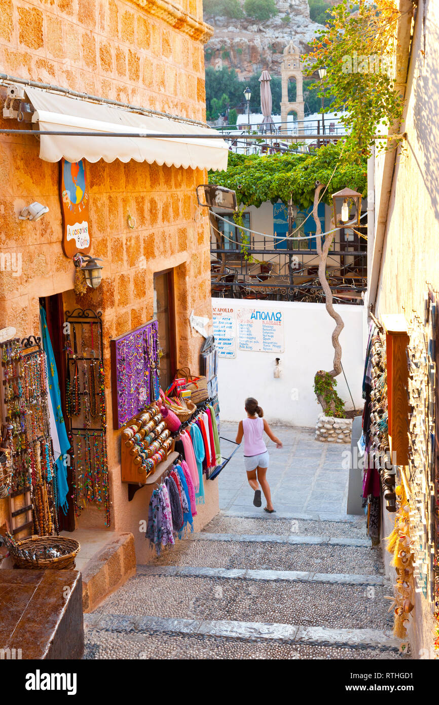Lindos Village, East Coast, Rodhes Island, The Dodecanese Archipelago ...