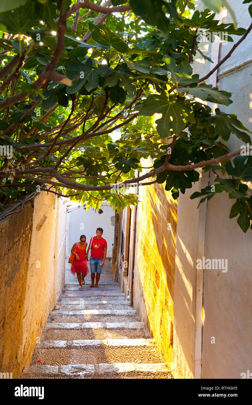 Lindos Village, East Coast, Rodhes Island, The Dodecanese Archipelago ...