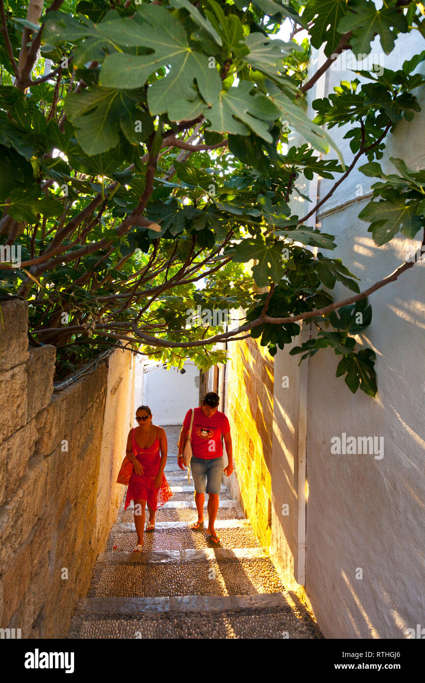 Lindos Village, East Coast, Rodhes Island, The Dodecanese Archipelago ...