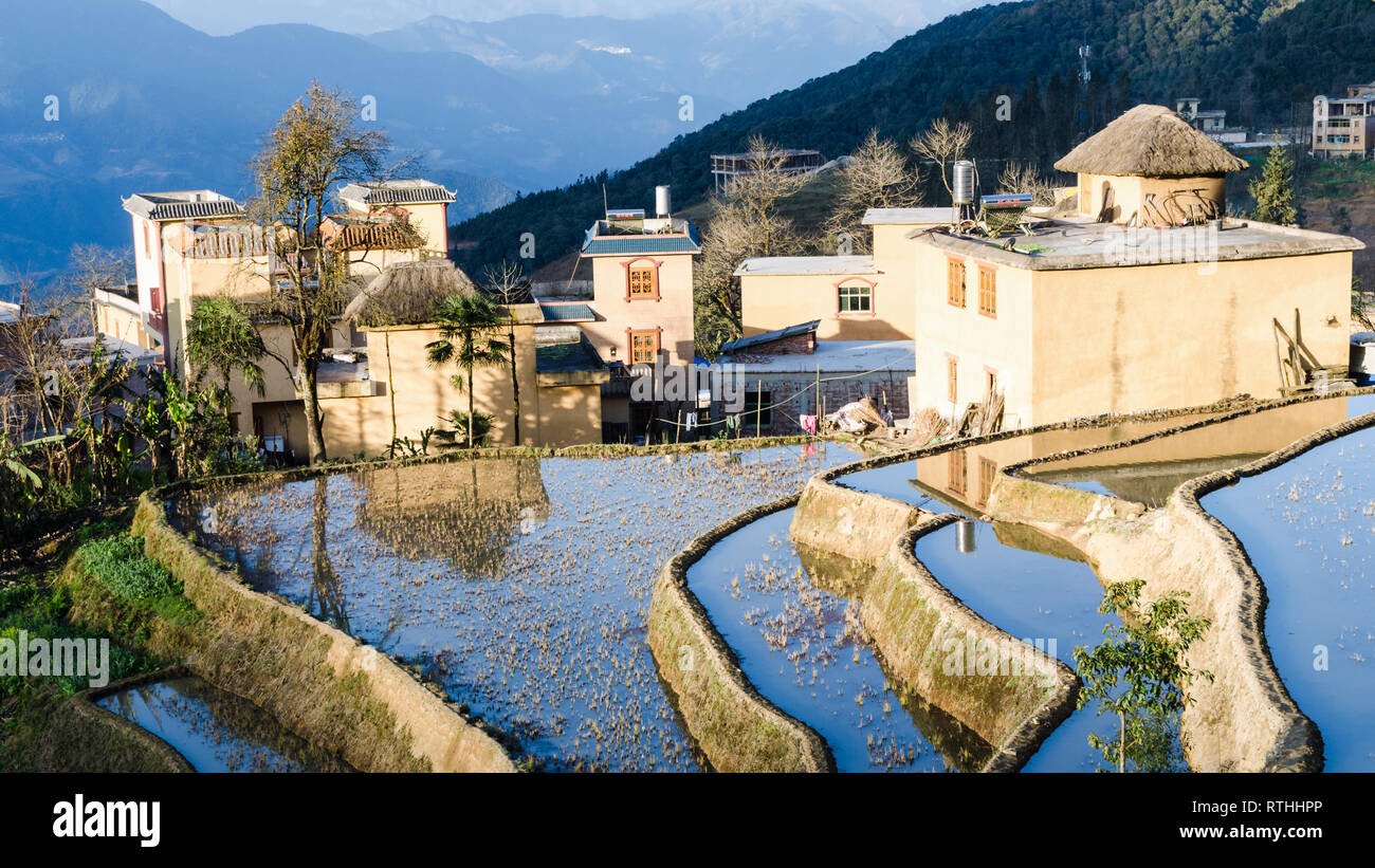 Paddy fields, Yuanyang Rice Terraces, Yunnan Province, China Stock ...