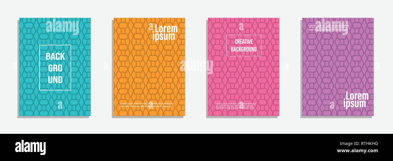 Colorful And Modern Cover Design. Set Of Geometric Pattern Background