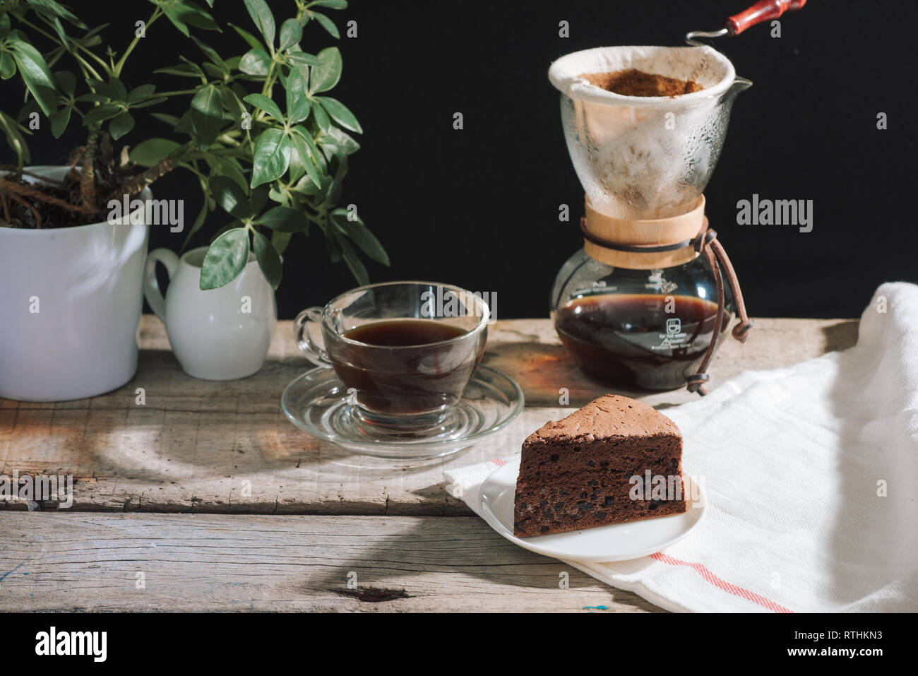 prepare drip coffee set for afternoon break under sunlight Stock Photo ...