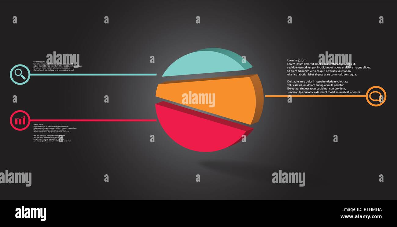 3D illustration infographic template. The embossed circle is randomly ...