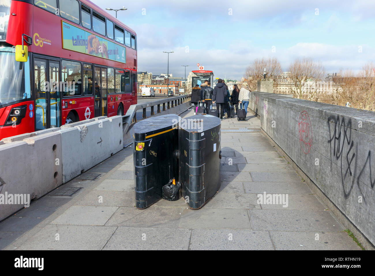 Anti-vehicle bollards, a counter-terrorism security measure, on the ...