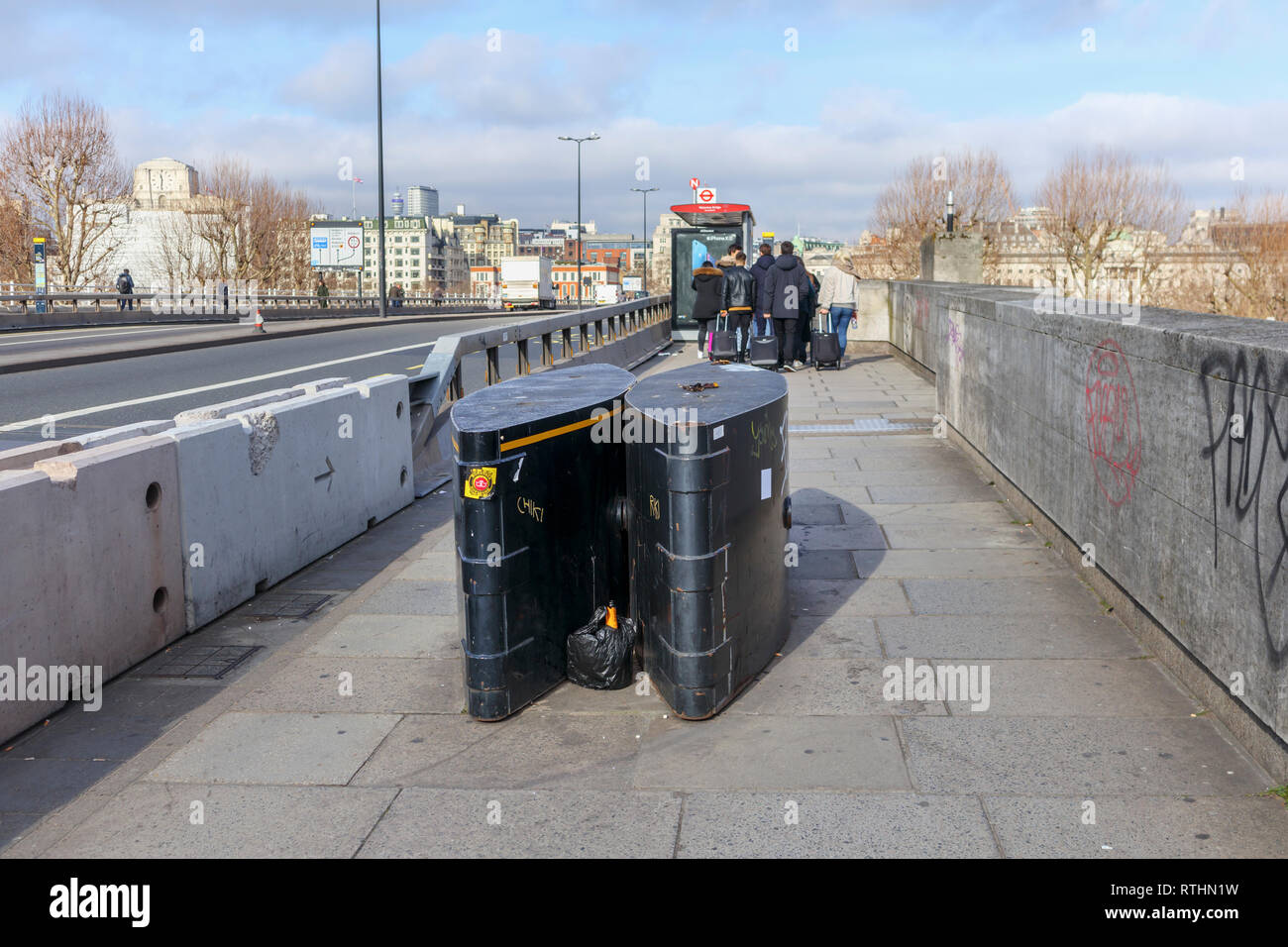 Anti-vehicle bollards, a counter-terrorism security measure, on the ...