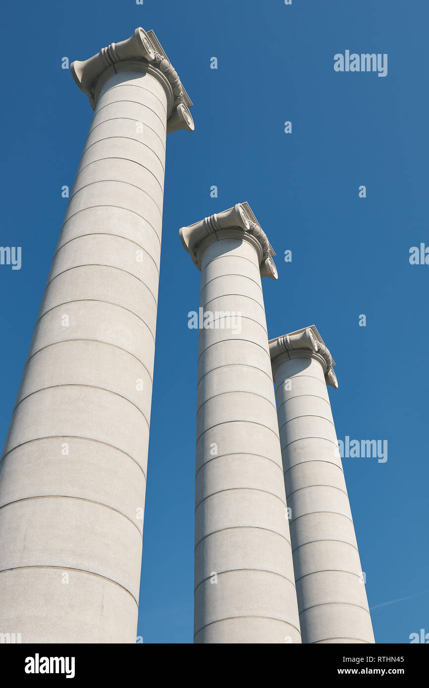 Big, strong stone columns on the street in Barcelona in Spain from ...