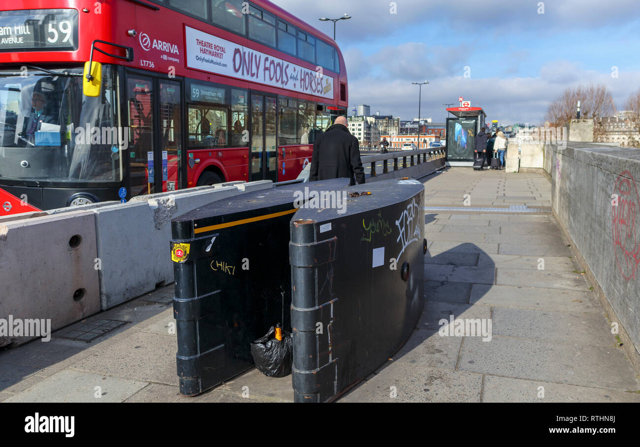 Anti-vehicle bollards, a counter-terrorism security measure, on the ...