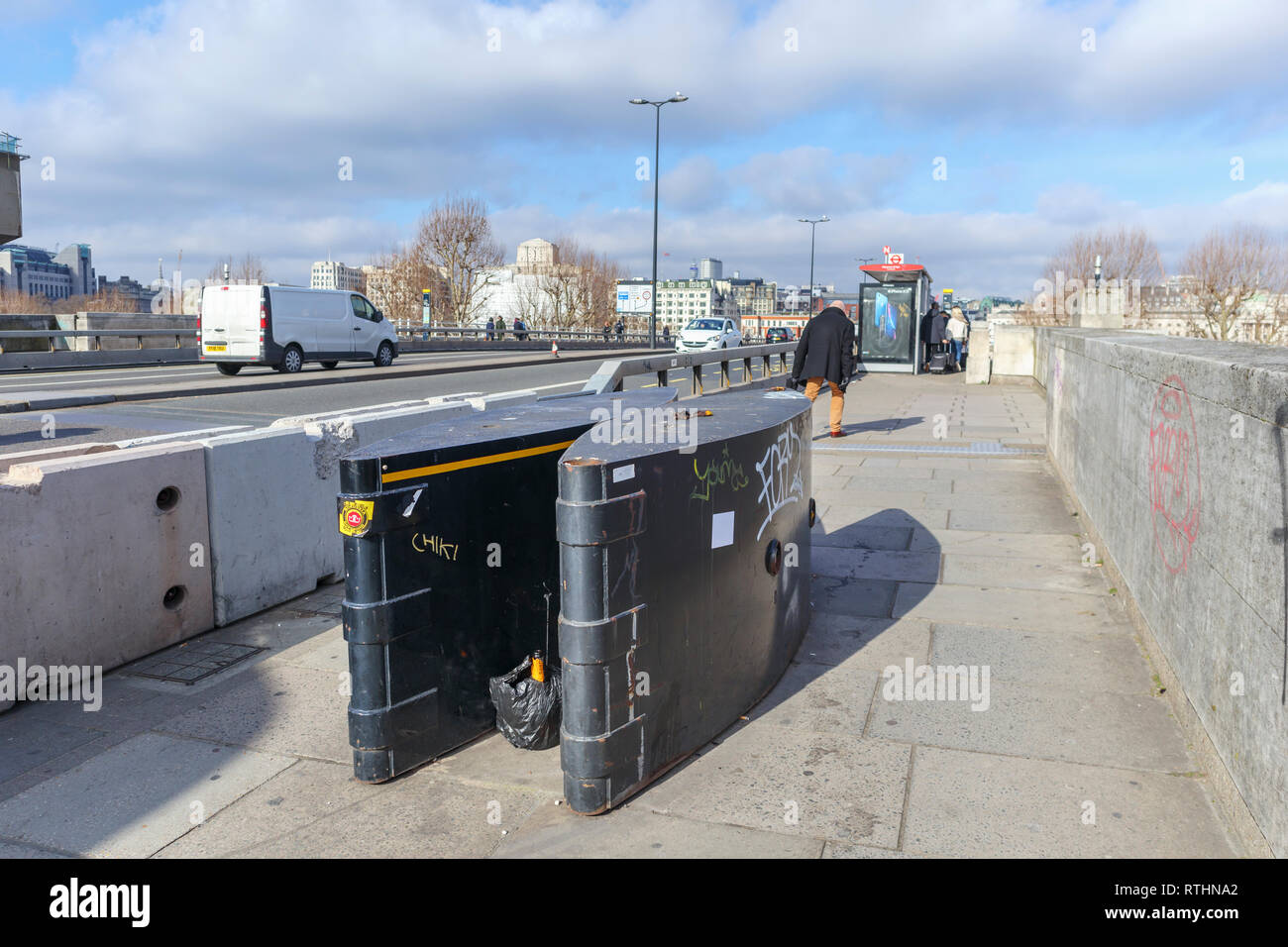 Anti-vehicle bollards, a counter-terrorism security measure, on the ...