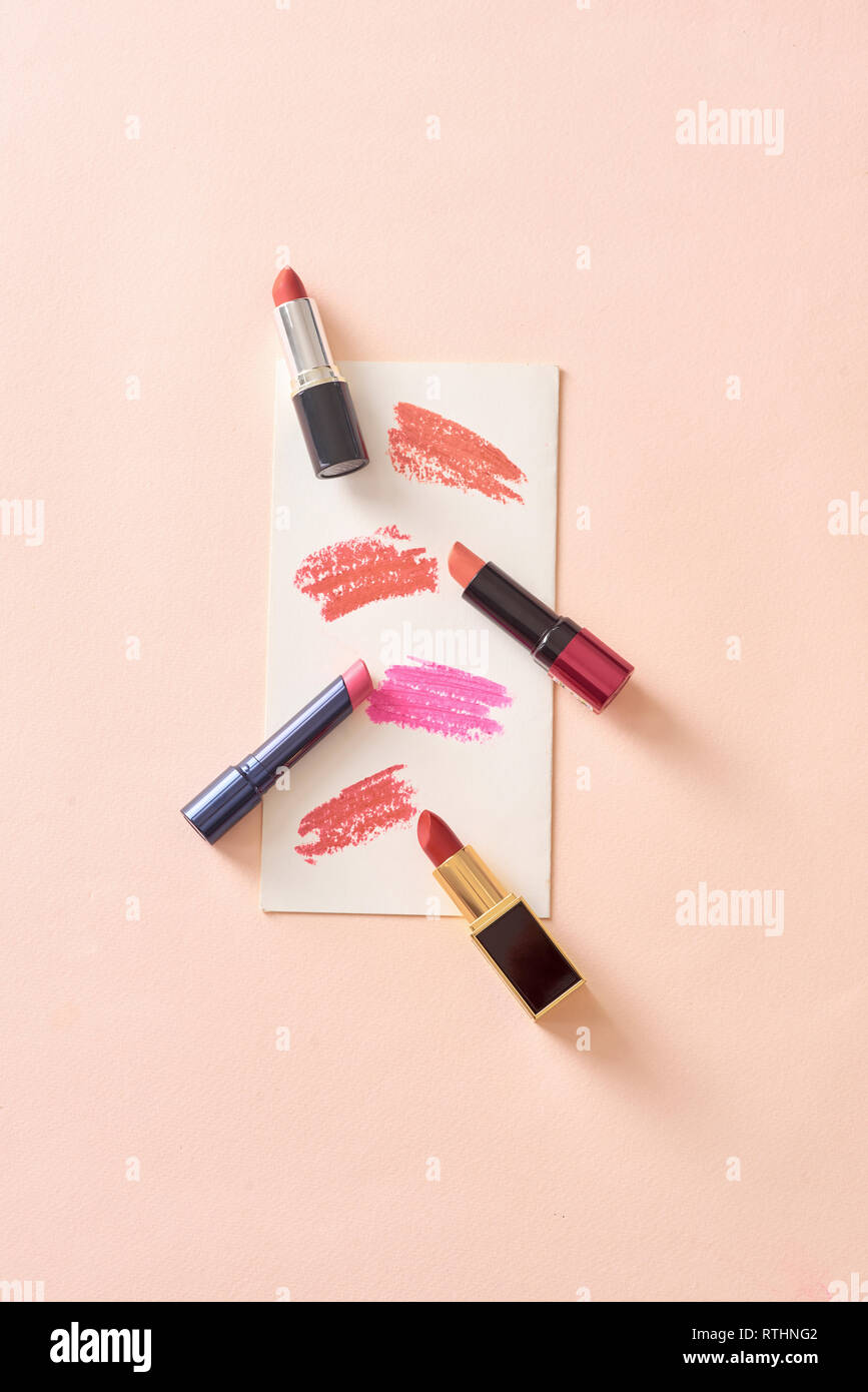 Set of color lipsticks. Lipstick colors. Beauty and cosmetics ...