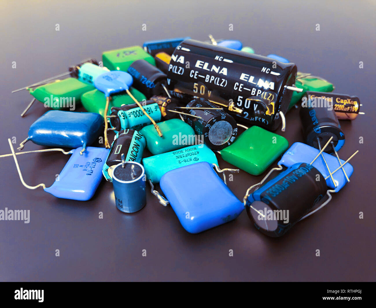 Group of audiophile metal-film axial capacitors different sizes Stock Photo - Alamy