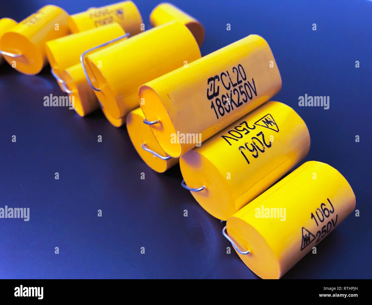 Group of audiophile metal-film axial capacitors different sizes Stock Photo - Alamy