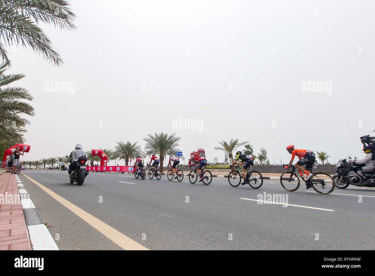 Cyclists seen racing during the sixth stage of the only professional ...