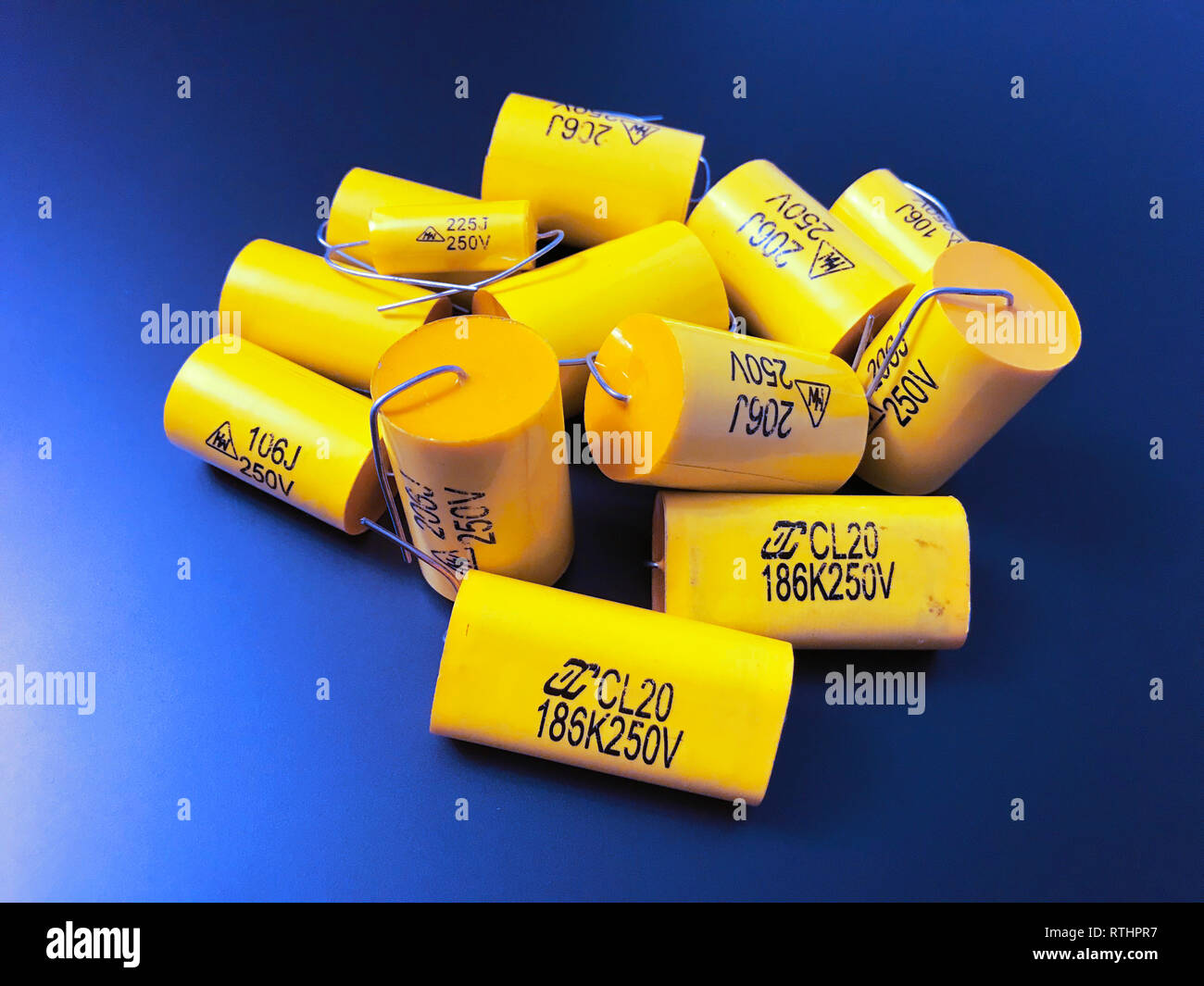 Group of audiophile metal-film axial capacitors different sizes Stock Photo - Alamy