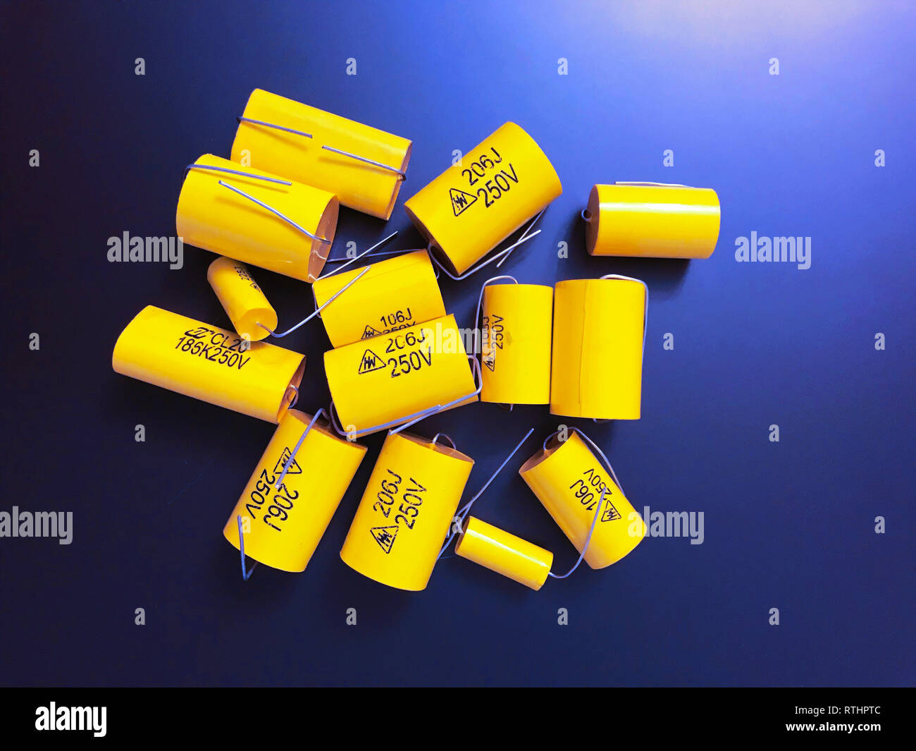 Group of audiophile metal-film axial capacitors different sizes Stock Photo - Alamy