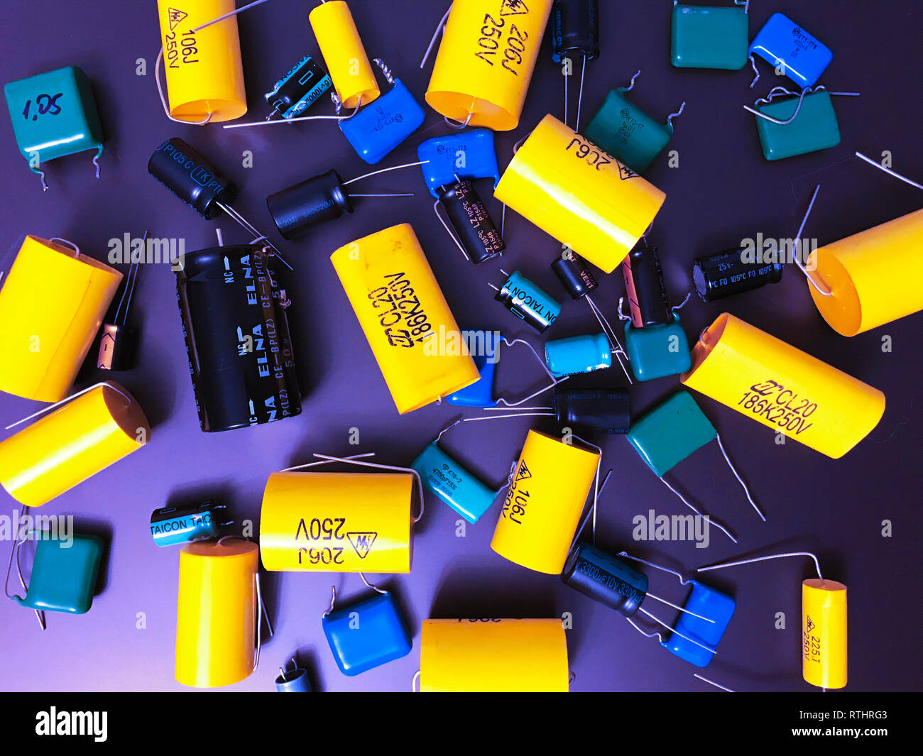 Group of audiophile metal-film axial capacitors different sizes Stock Photo - Alamy